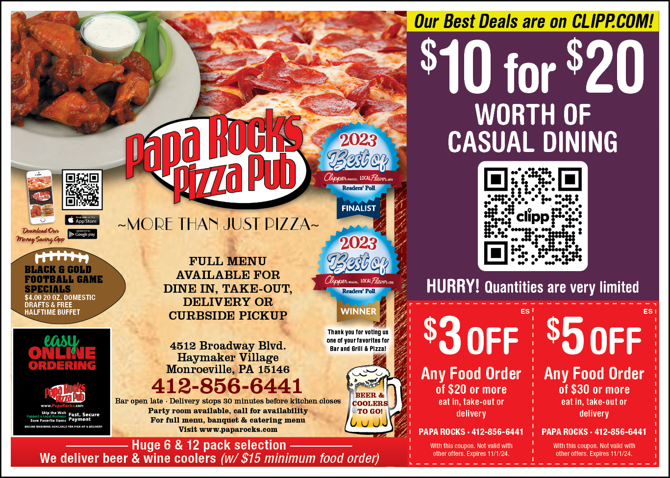 $10 For $20 Worth Of Casual Dining at PAPA ROCKS PIZZA PUB ...