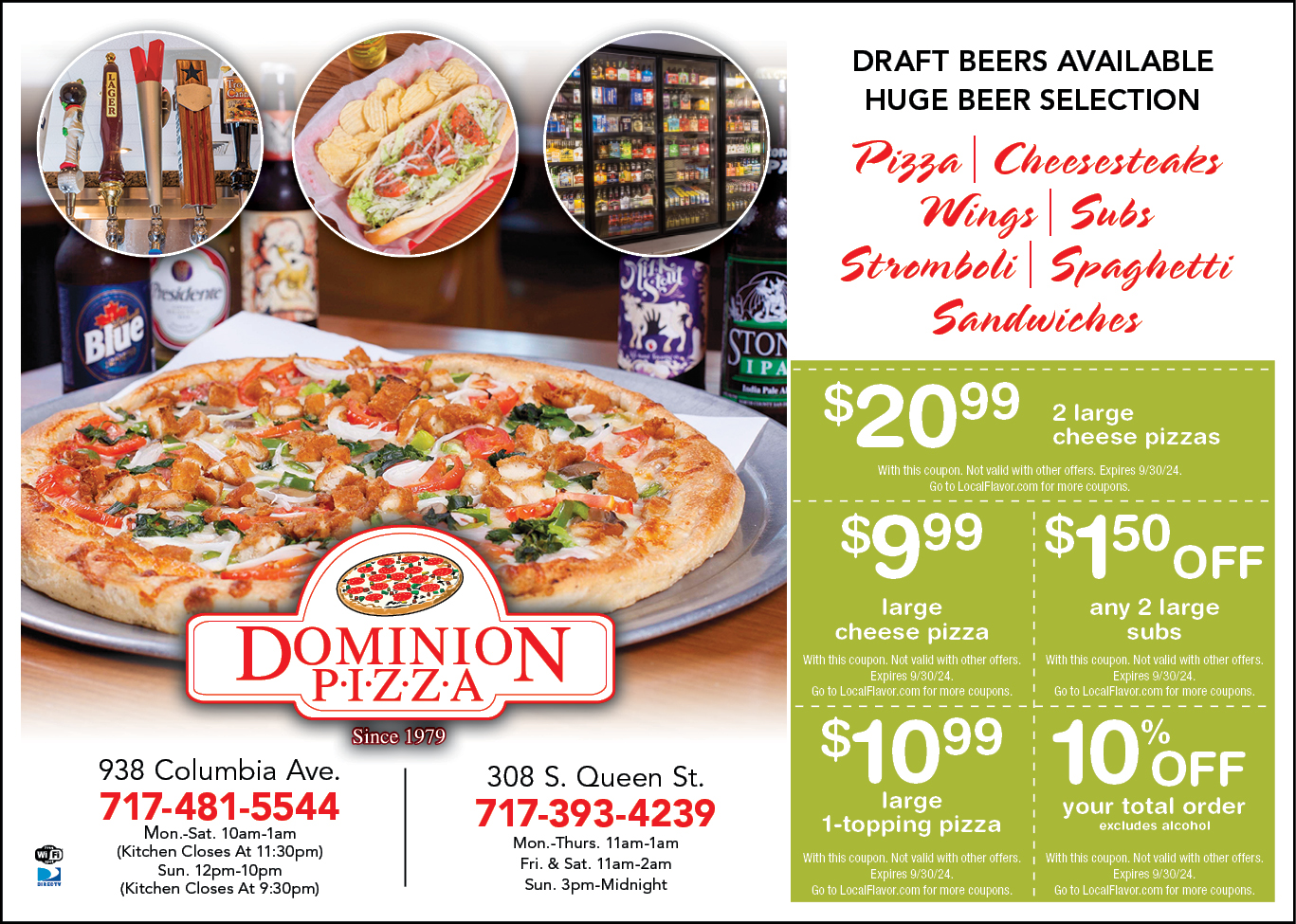 Dominion Pizza Coupons & Deals | Lancaster, PA