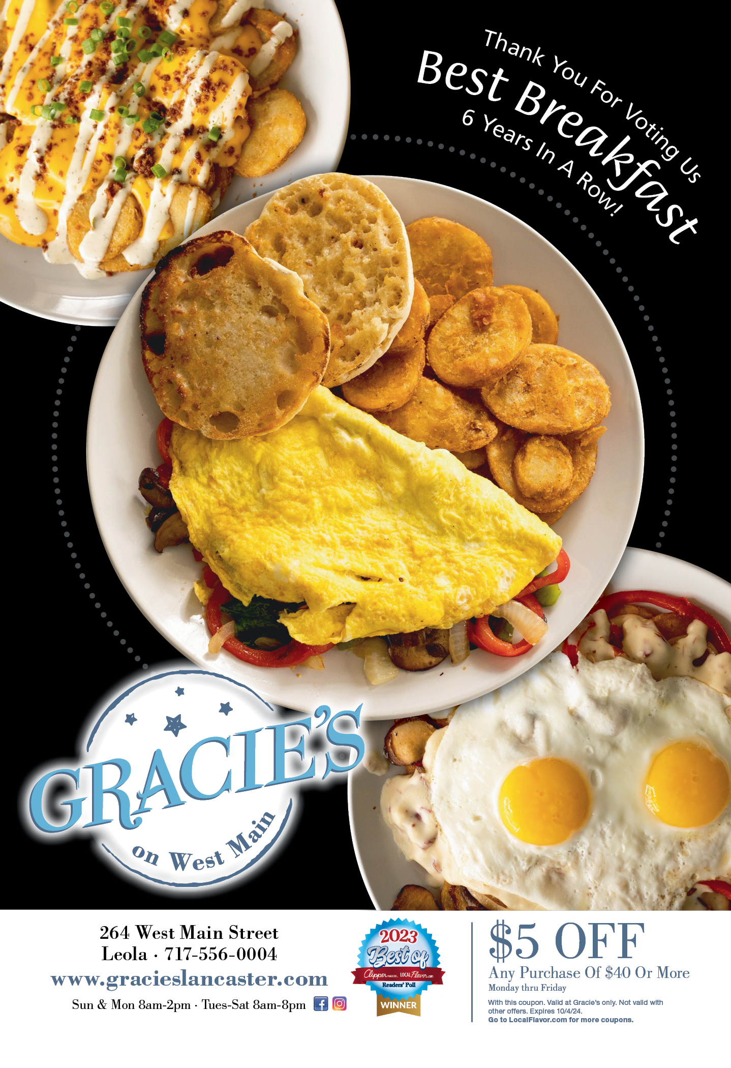 $20 For $40 Worth Of Casual Dining at GRACIE'S ON WEST MAIN - Leola, PA