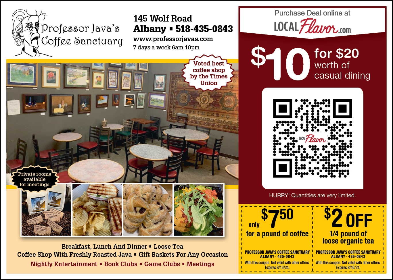 10 For 20 Worth Of Casual Dining At Professor Java S Coffee Sanctuary