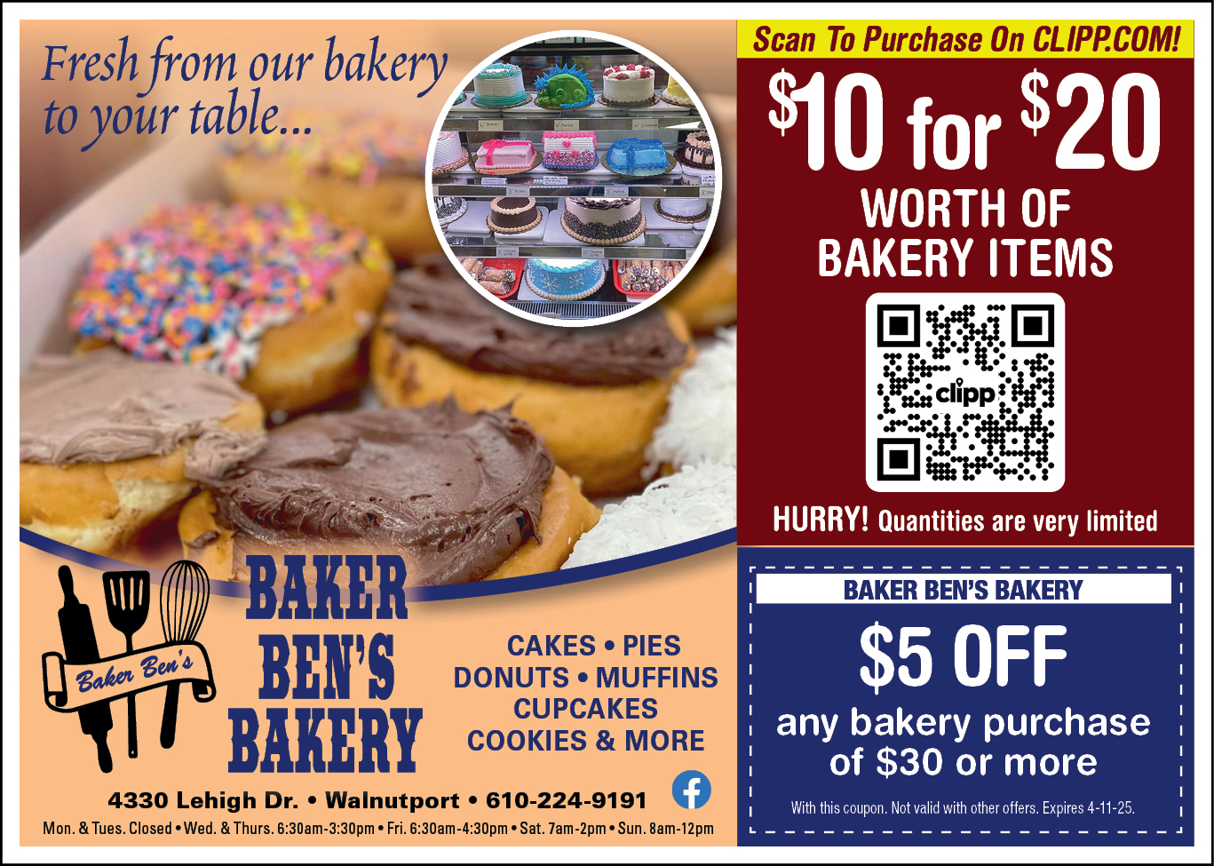 $10 for $20 worth of Bakery Items at Baker Ben's Bakery - Walnutport, PA